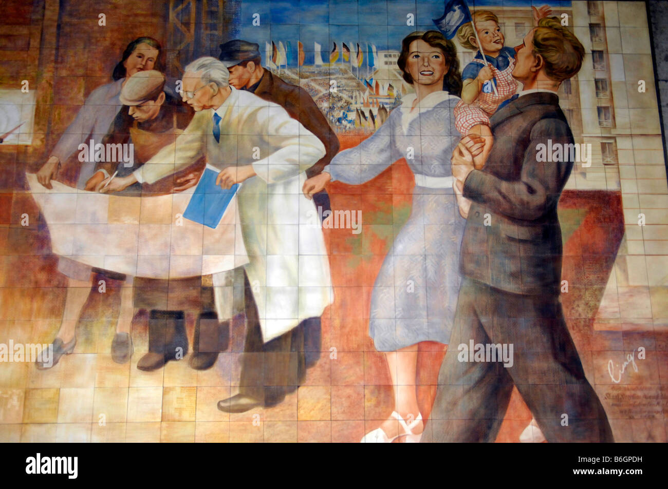 soviet socialist communist east berlin germany flag waving family party ...