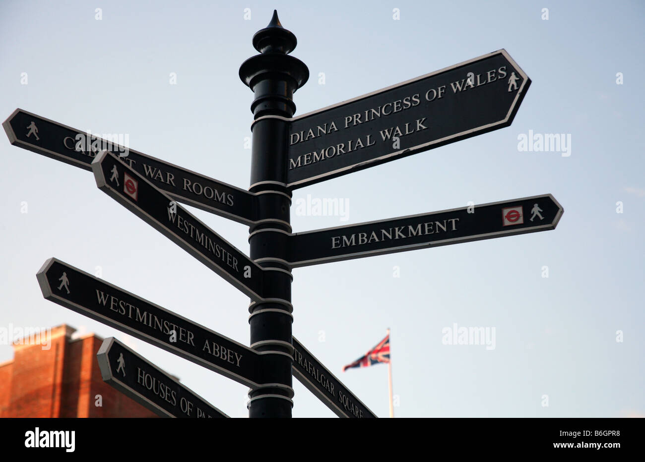 Direction sign in Whitehall, London Stock Photo - Alamy
