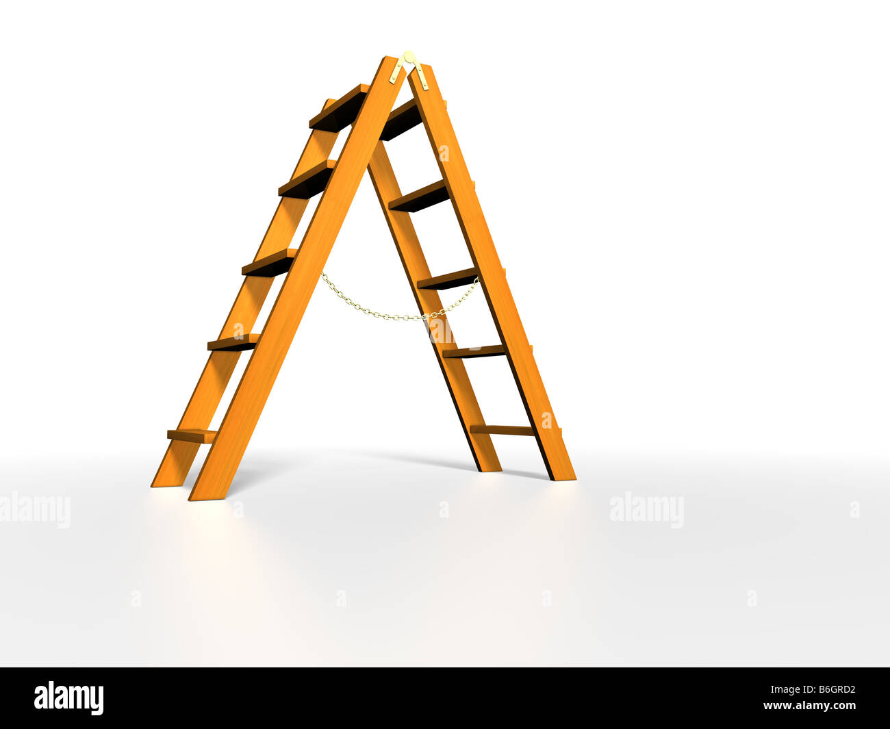 Wooden ladder on white background Stock Photo - Alamy