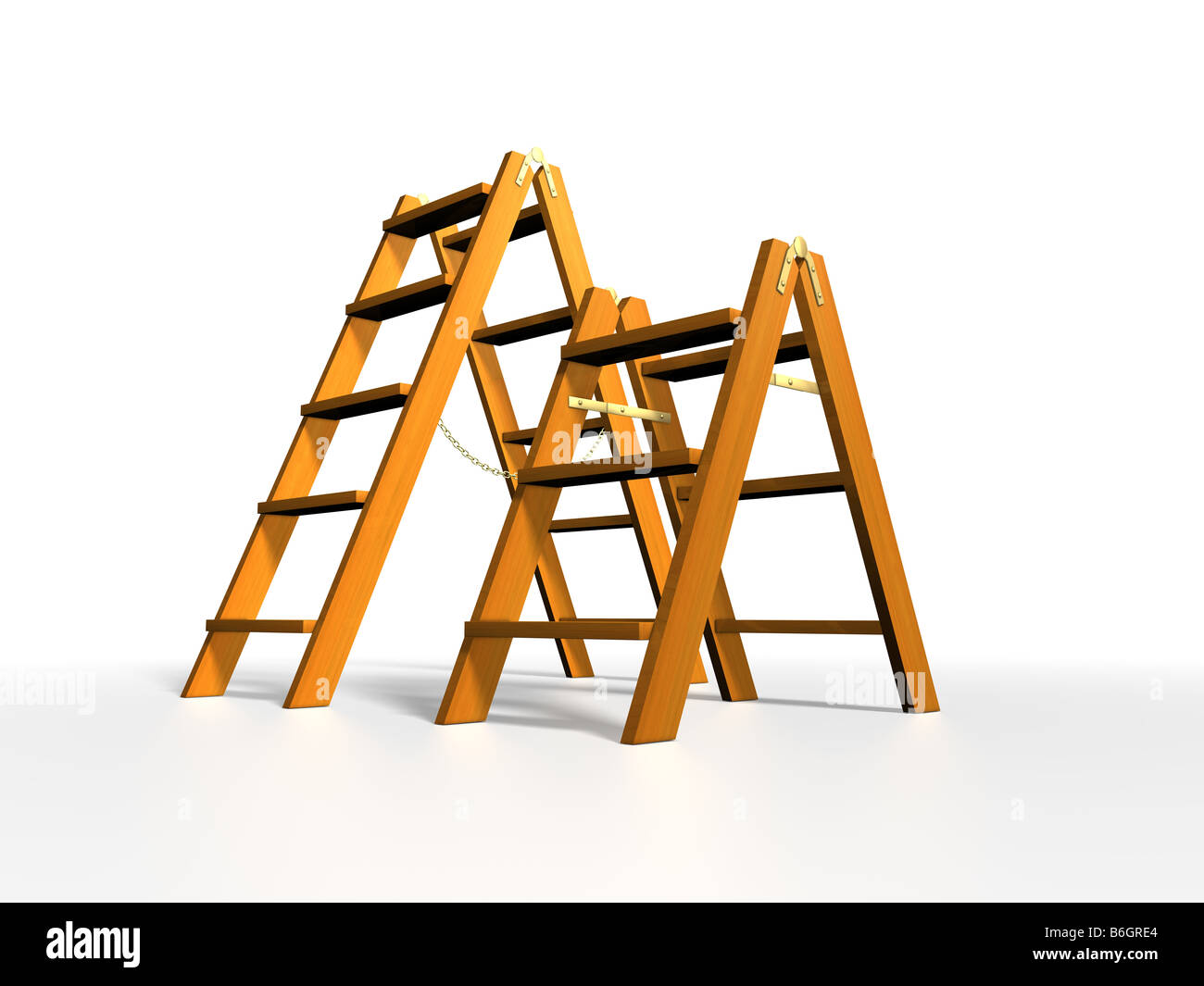 Wooden ladder on white background Stock Photo - Alamy