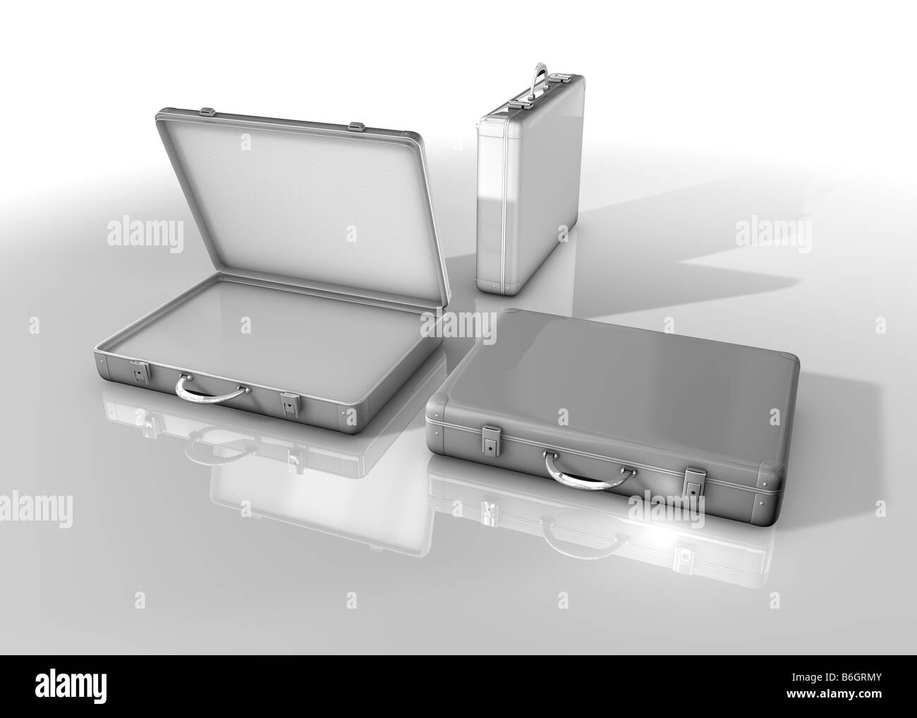 Silver toned metal briefcase isolated on white backround Stock Photo ...