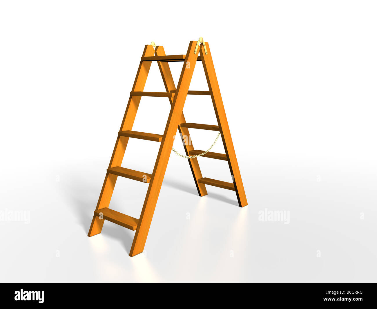 Wooden ladder on white background Stock Photo - Alamy