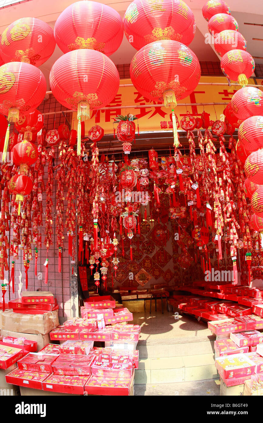 Chinese Red lanterns and fstive traditional holiday decorations Stock ...