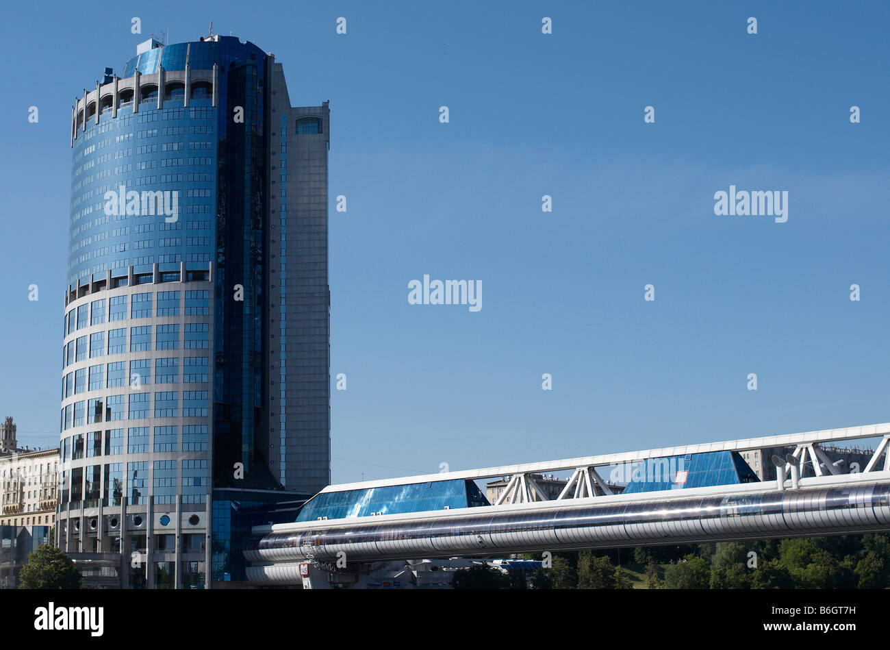Pedestrian bridge Bagration and Tower 2000 Moscow Russia Stock Photo ...