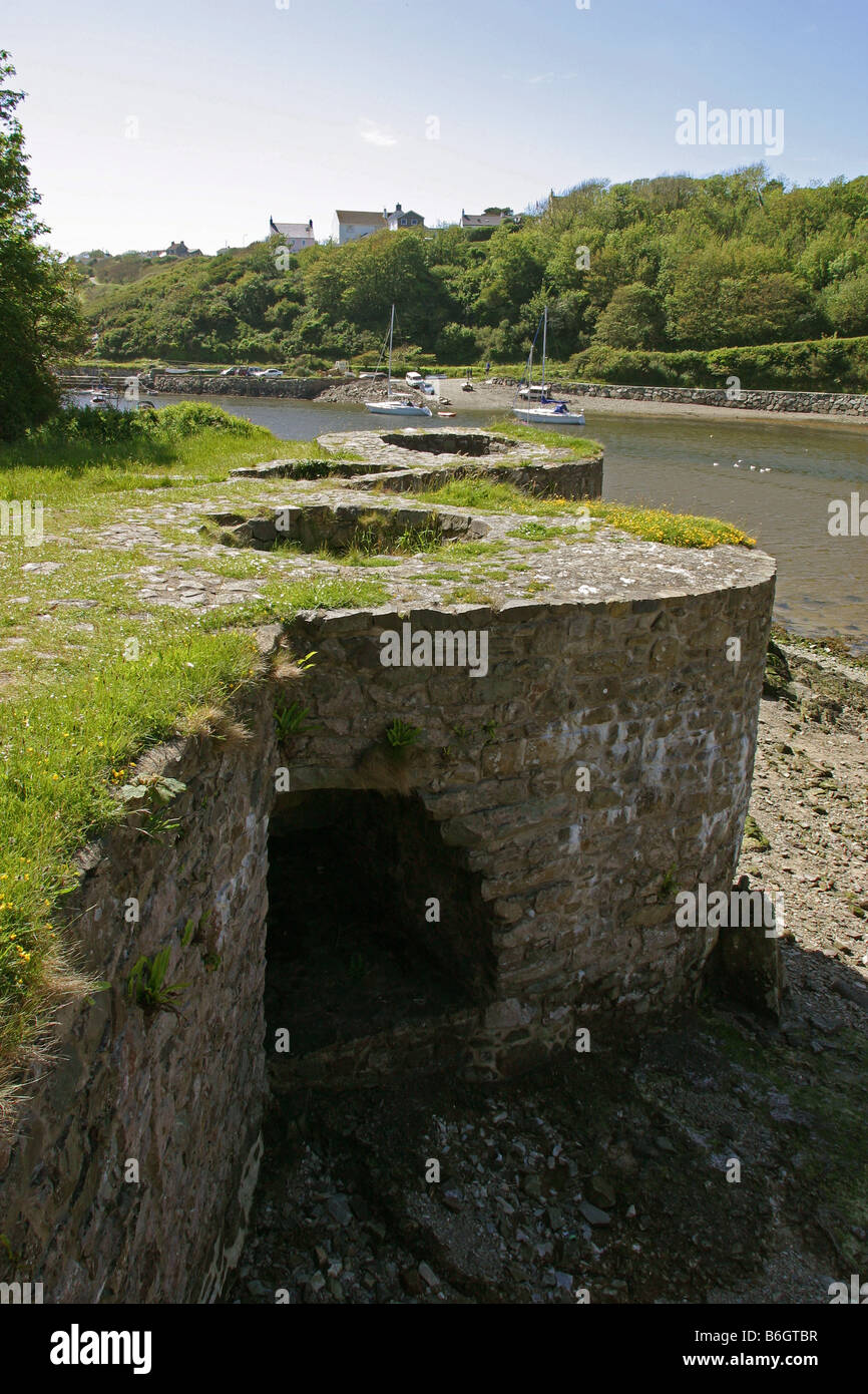 Old lime kiln Solva, blue sky. Solva Pembrokeshire coast national park ...
