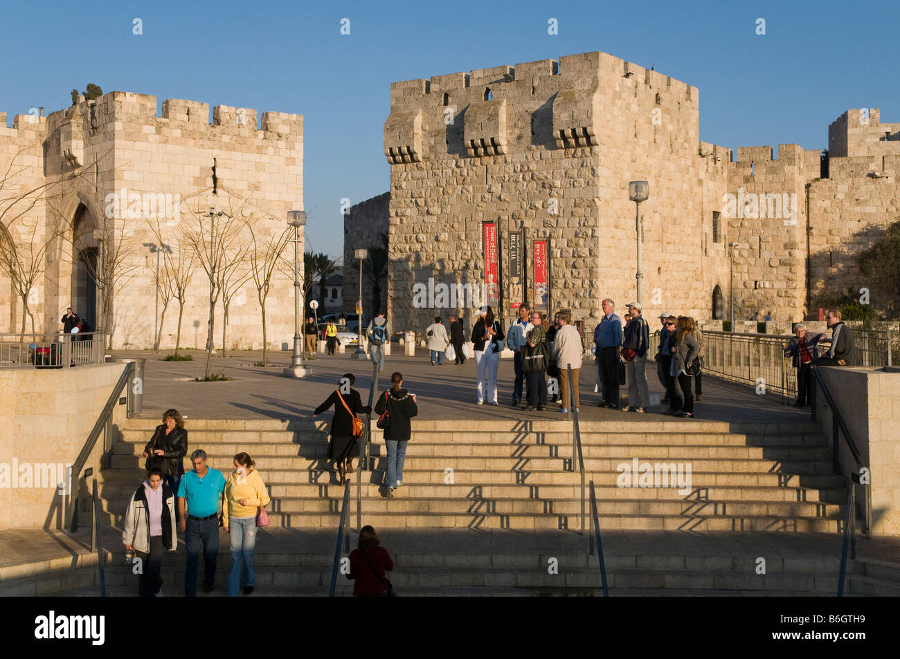 Israel Jerusalem Old City Jaffa gate view with stairs to Mamilla mall ...
