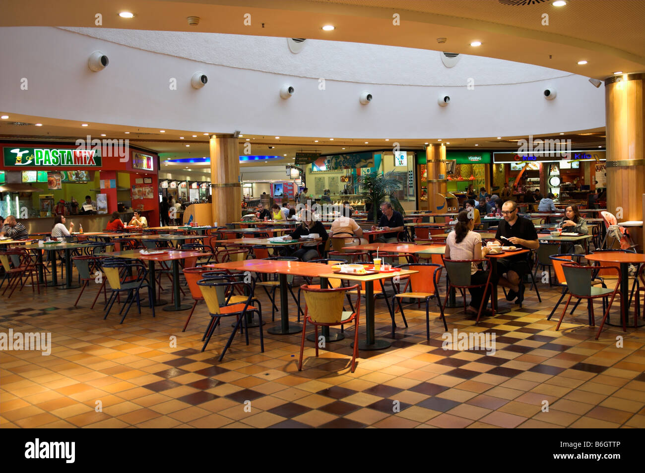 Inside eating area of Modelo shopping centre in Ponta Delgada São ...