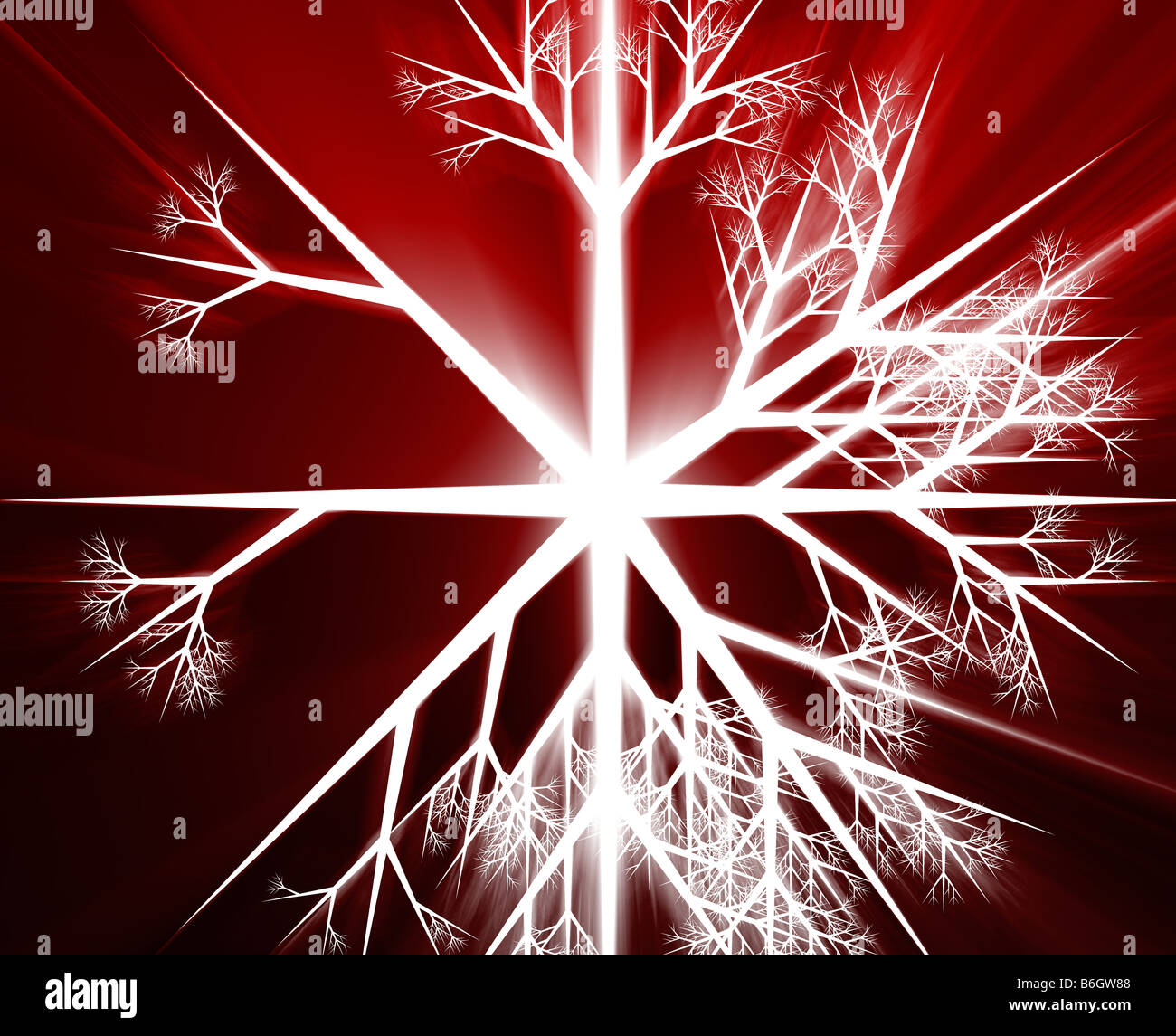 Snowflake crystal pattern illustration glowing light flares Stock Photo ...