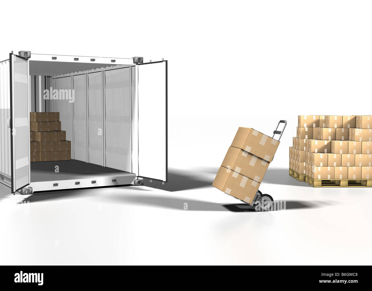 shipping box and container on white bacground Stock Photo - Alamy