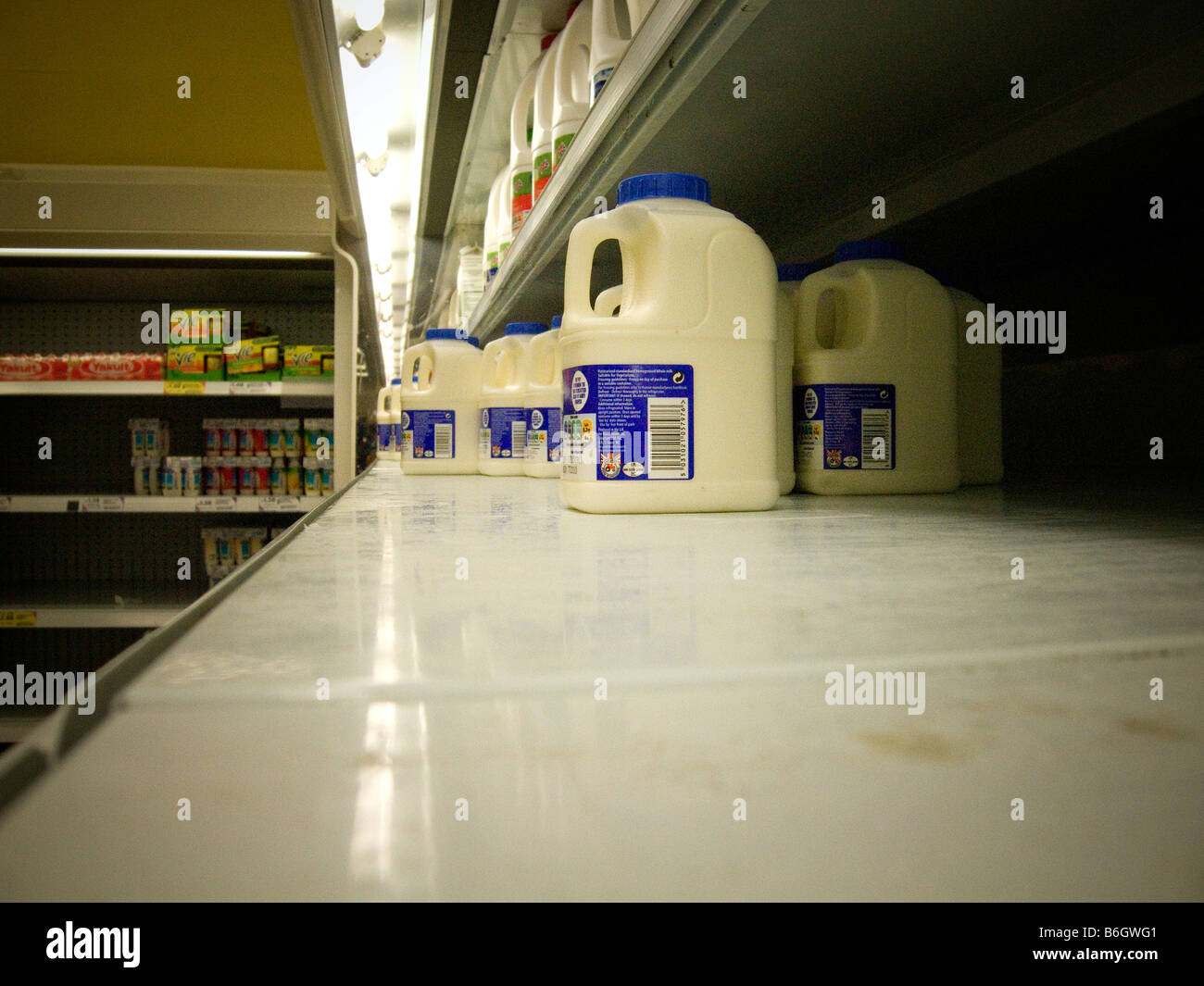 Milk on the shelves of a supermarket Stock Photo - Alamy