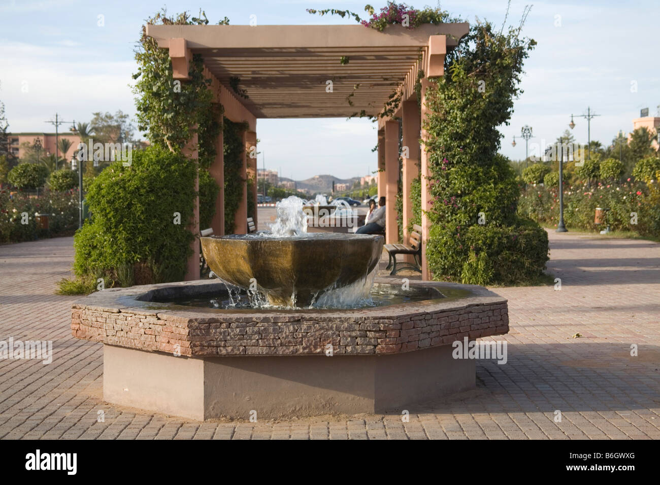 Marrakech Morocco North Africa December Fountains and rose gardens in ...