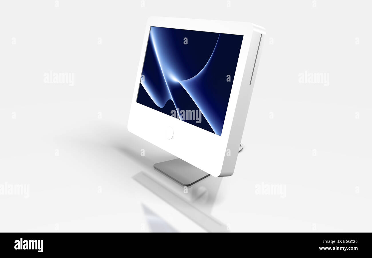 white flat computer on white background Stock Photo - Alamy