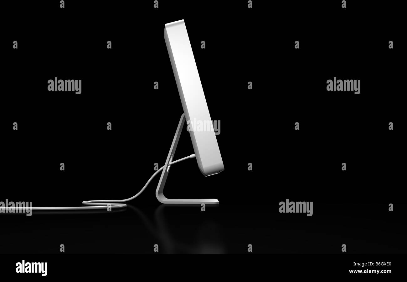 white flat computer on black background Stock Photo - Alamy