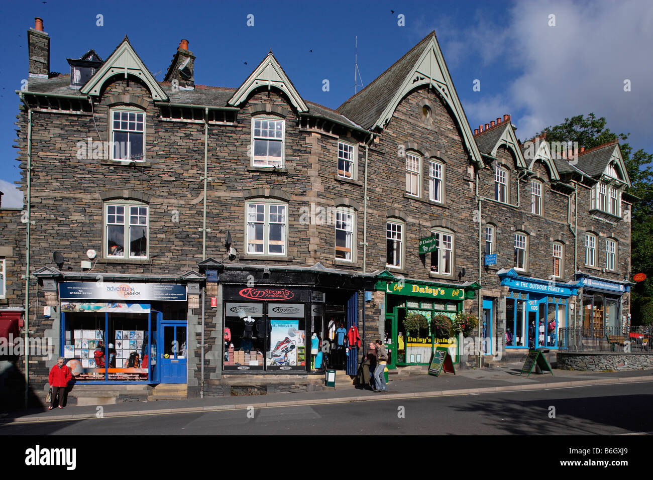 Ambleside 19th century town Market Cross typical buildings Lake ...