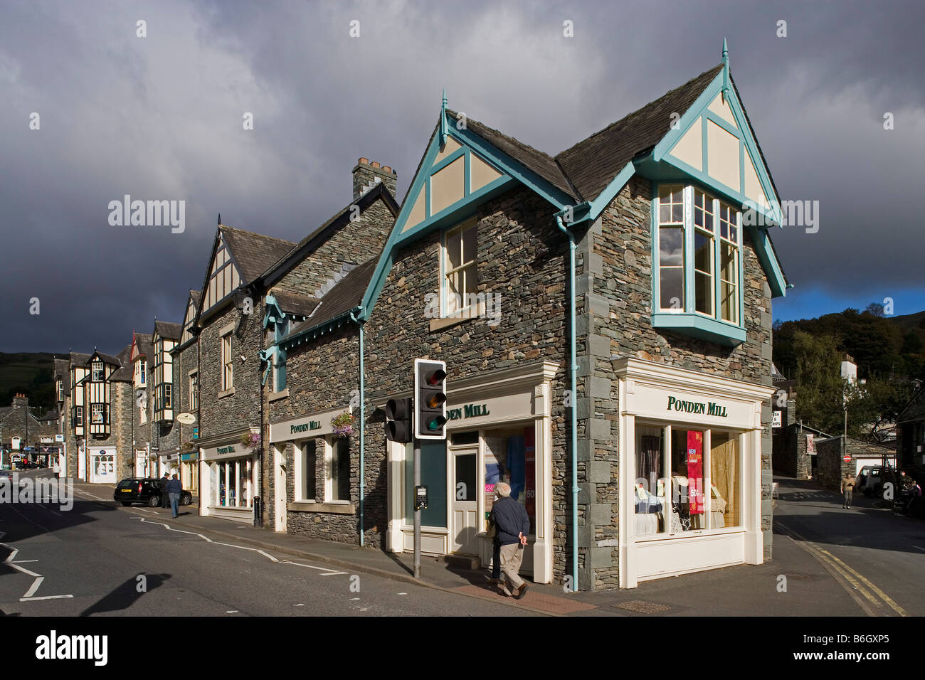 Ambleside 19th century town Market Cross typical buildings Lake ...