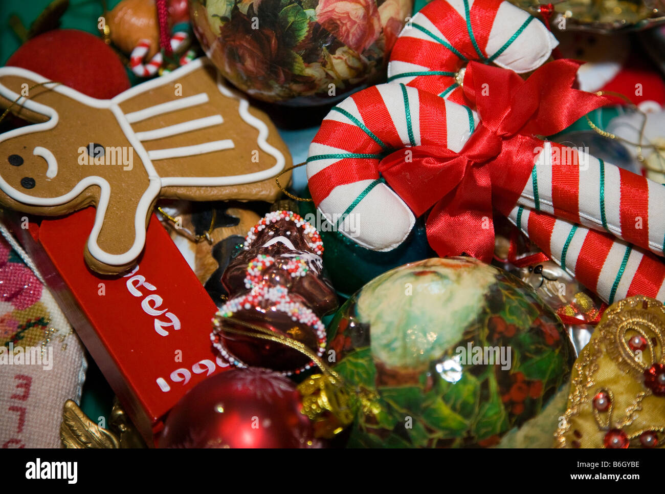 Pile of Christmas decorations Stock Photo - Alamy