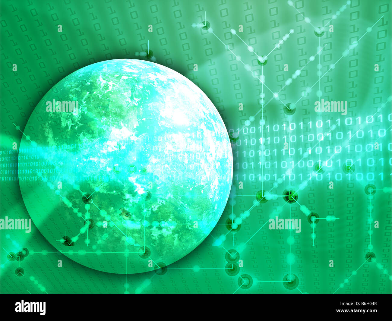 Digital data transfer with globe world map Stock Photo - Alamy