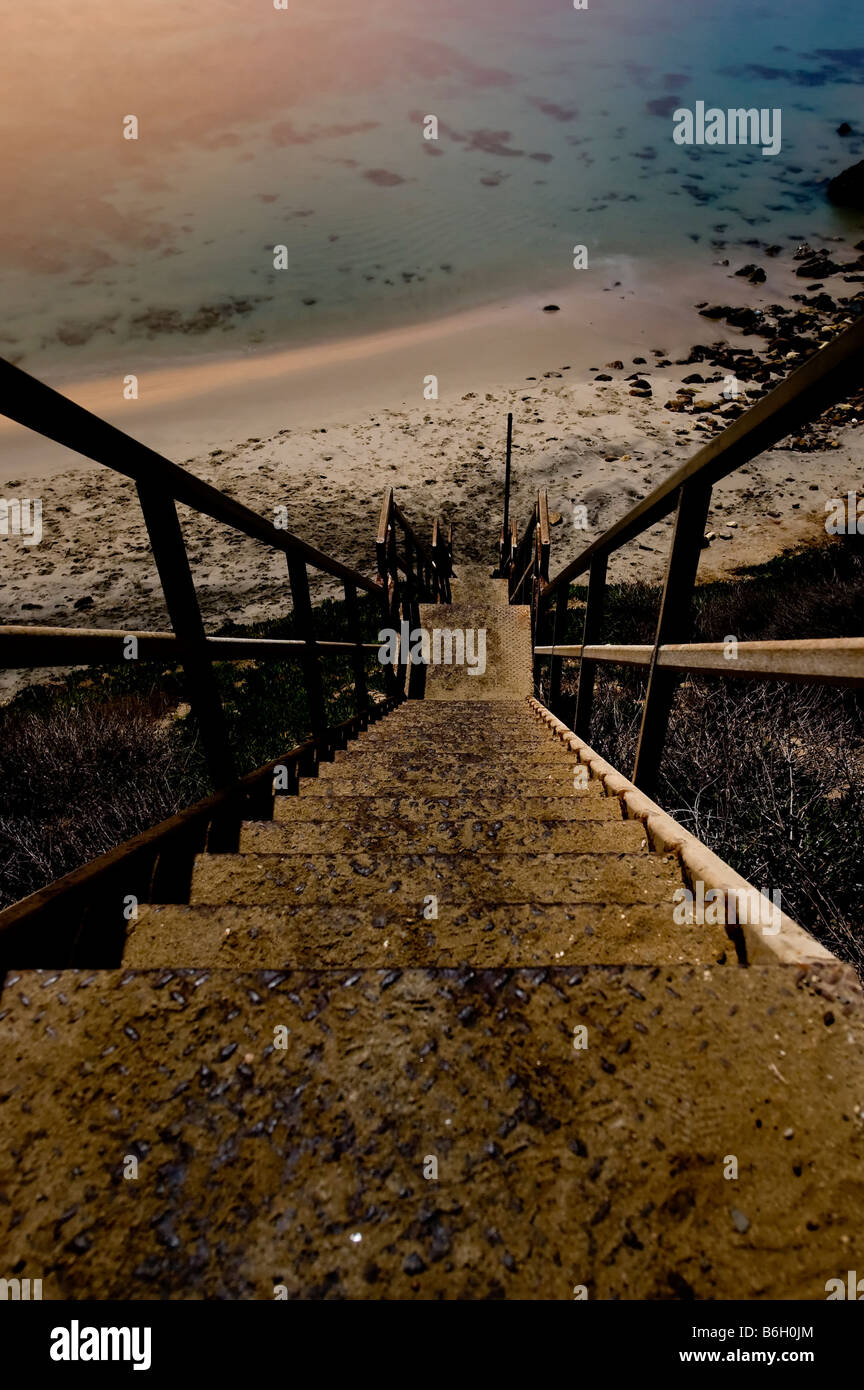 Stairway to the beach at Point Dume California Stock Photo - Alamy