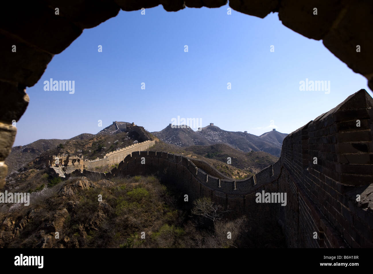 A view through an arched window of great wall Stock Photo - Alamy