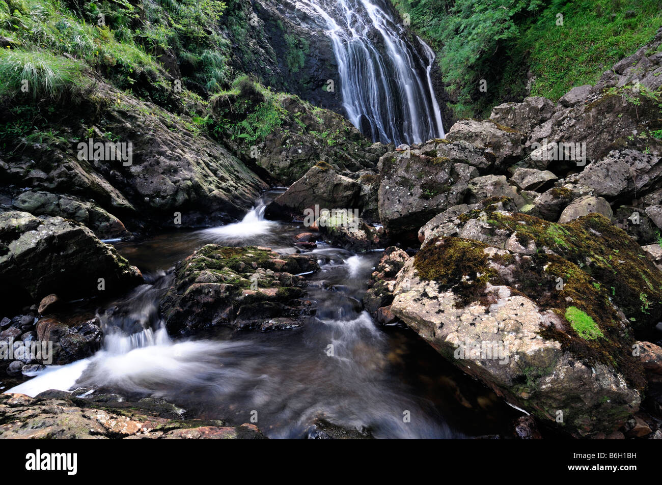 connemara waterfall rapids cascade on a small stream river flowing ...