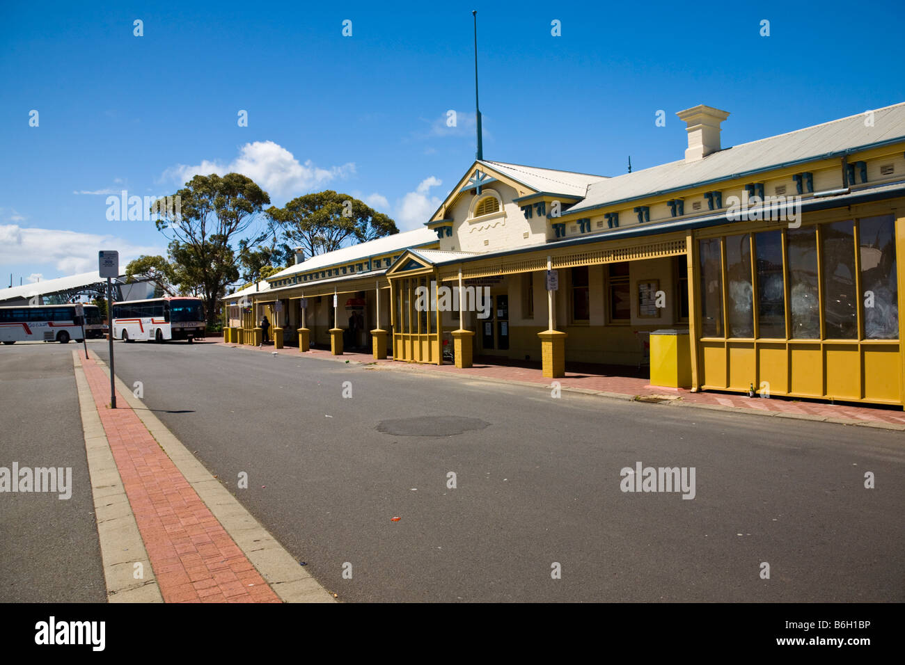 Historic former railway station now bus stop and visitors center ...
