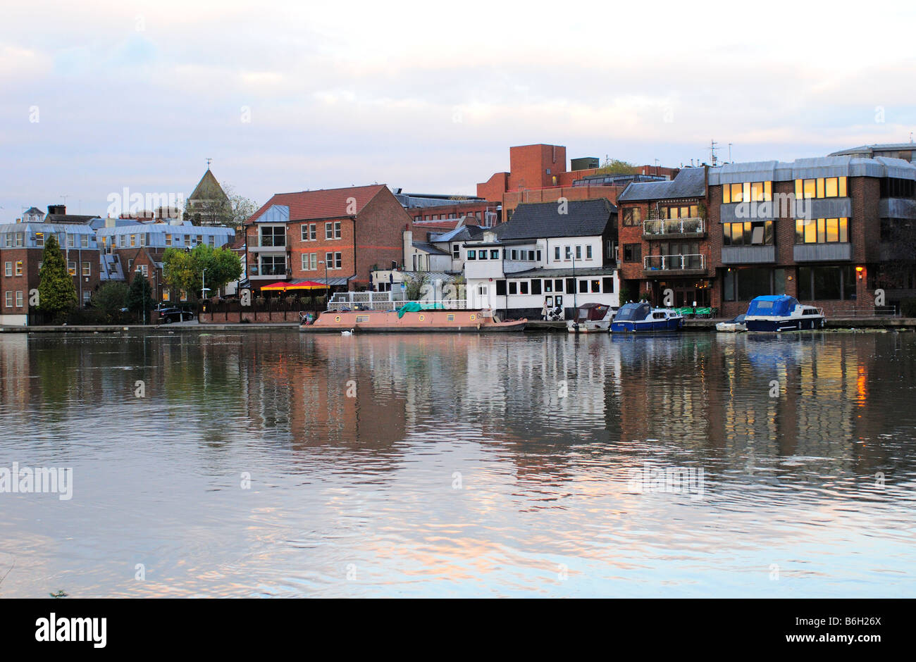 River Thames and houses on Kingston riverside Surrey Stock Photo - Alamy