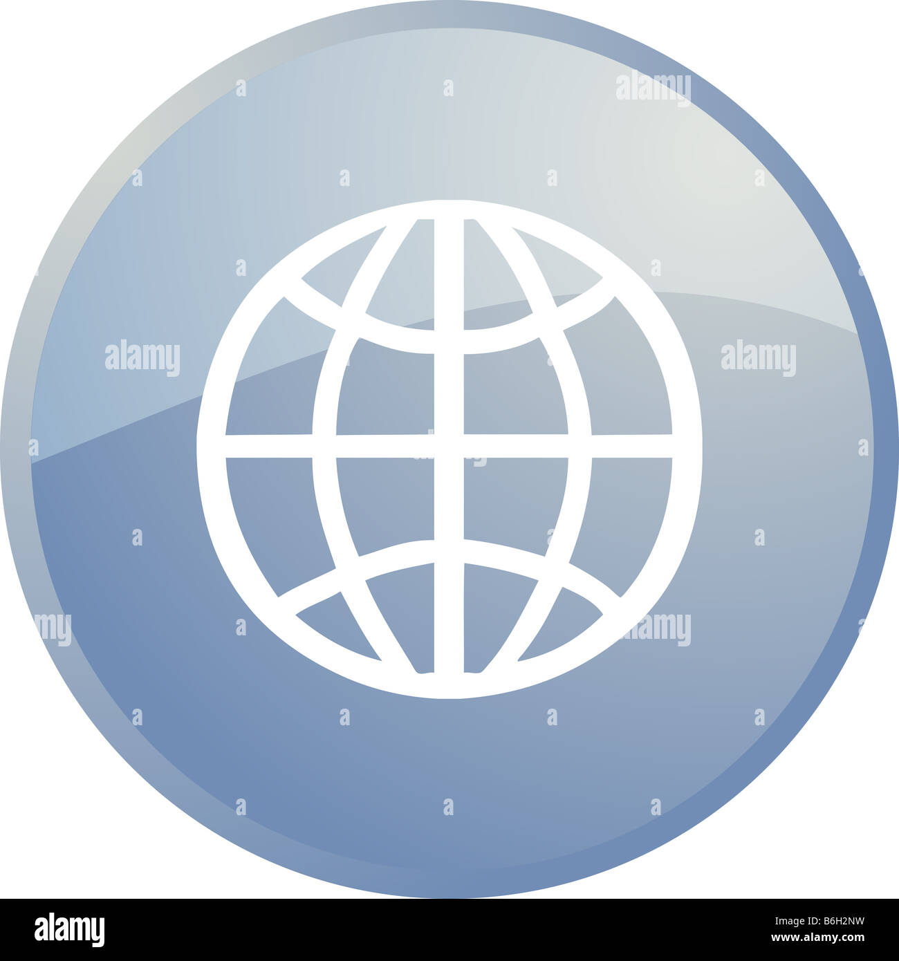 Globe navigation icon glossy button round shape Stock Photo - Alamy