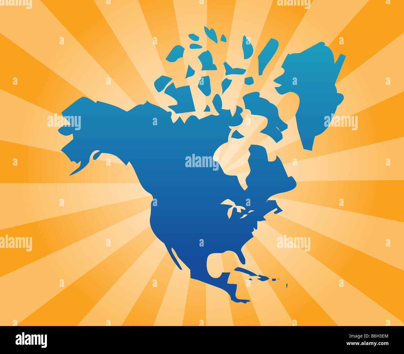 Map of the North American continent USA Canada Mexico Stock Photo - Alamy