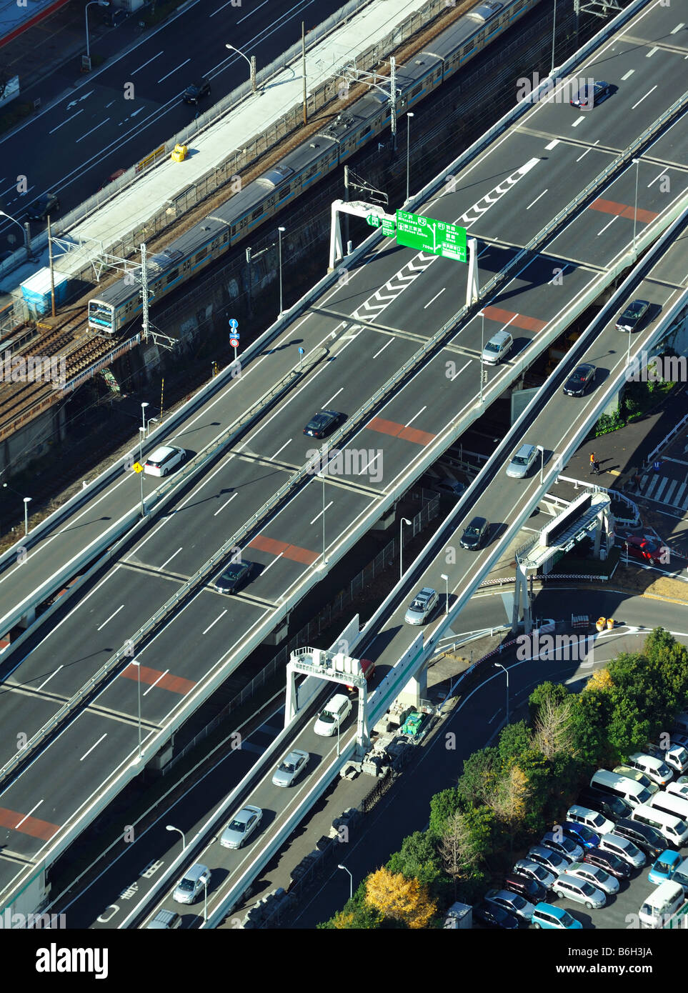 Highway and JR Railway, Yokohama Minato Mirai (Aerial View) JP Stock ...