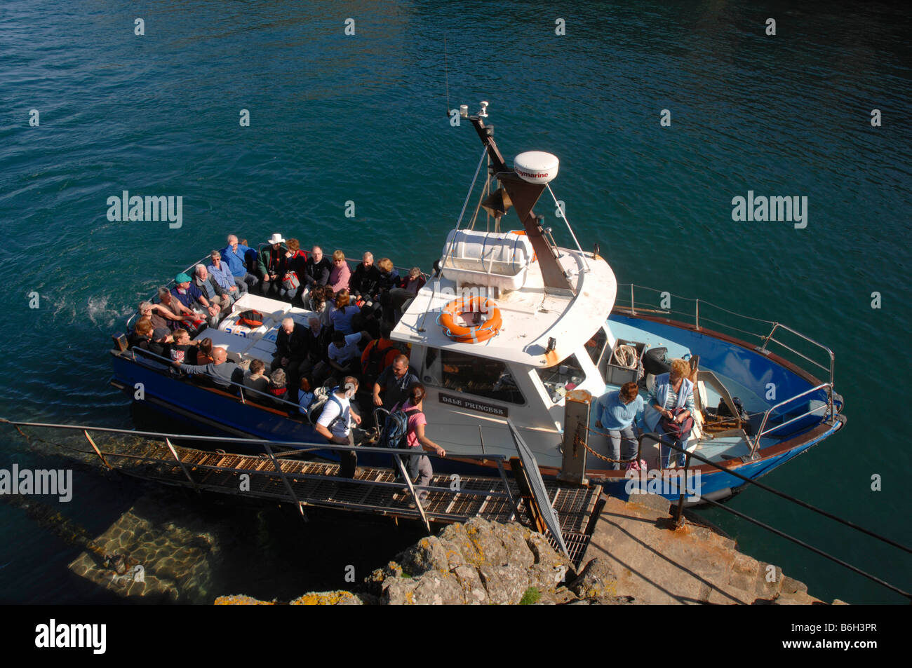 Tourists boarding the Dale Princess at Martins Haven Pembrokeshire ...