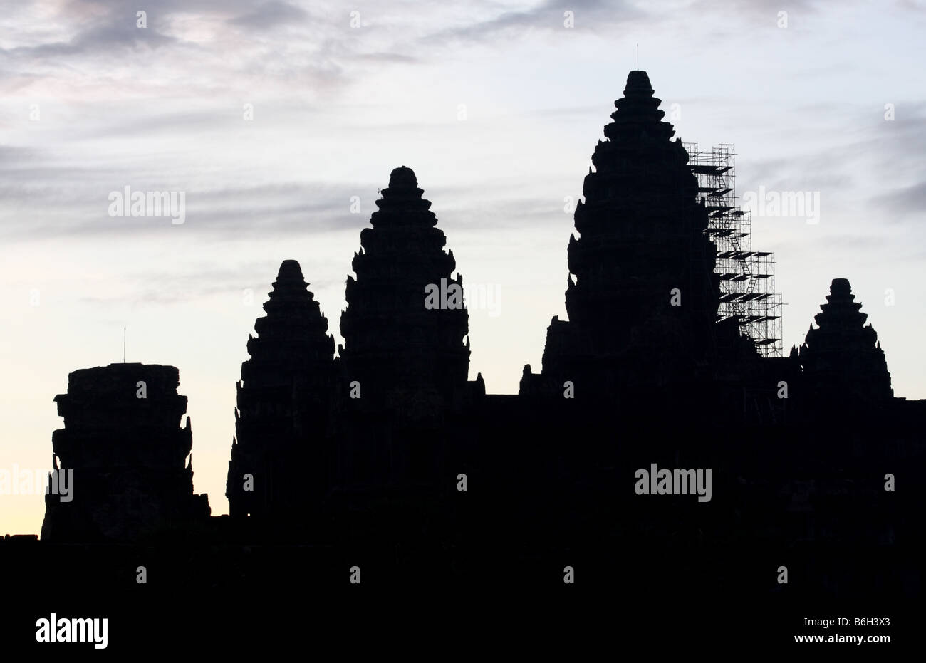 Black shape of Angkor Wat temple taken before Sunrise, Siem Reap ...