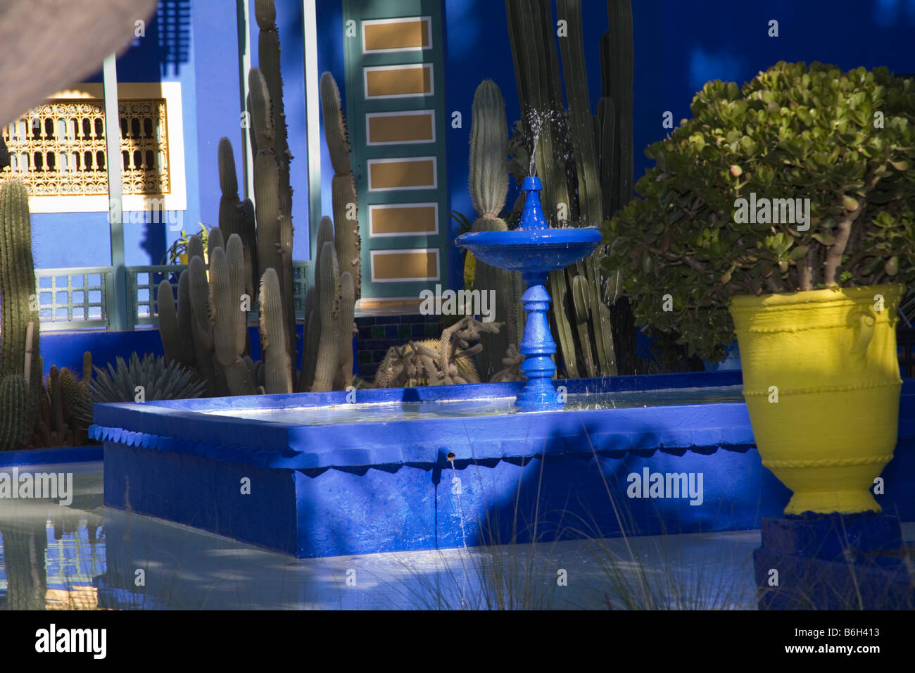 Marrakech Morocco North Africa December A blue coloured fountain in the ...