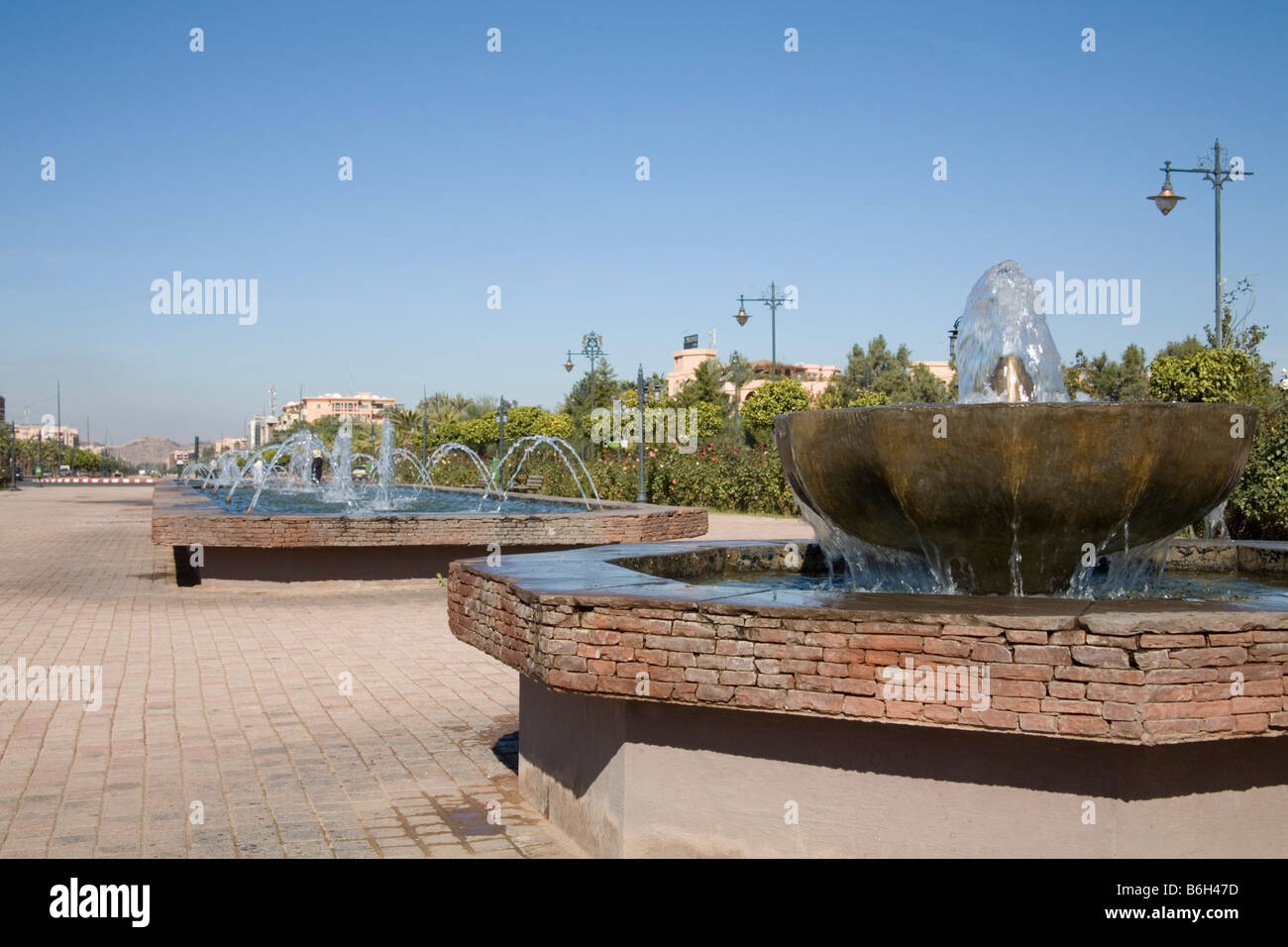 Marrakech Morocco North Africa December Fountains and rose gardens in ...