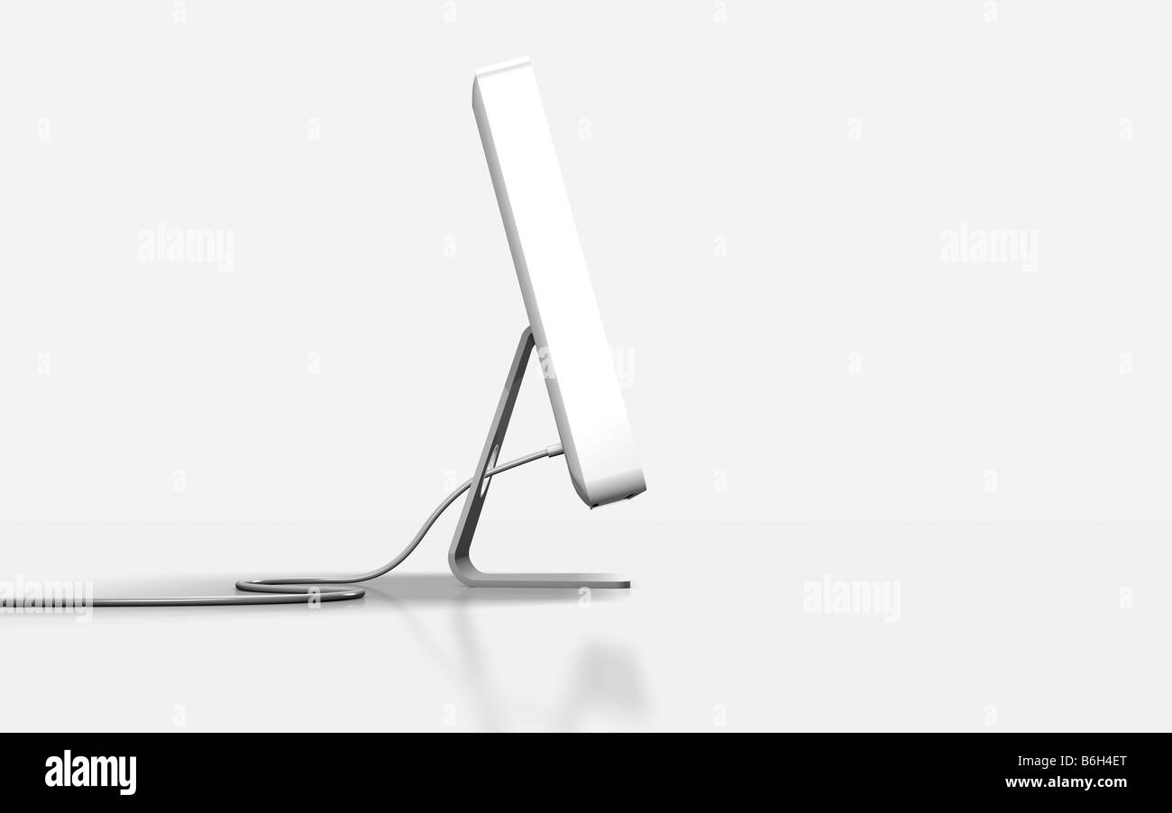 white flat computer on white background Stock Photo - Alamy