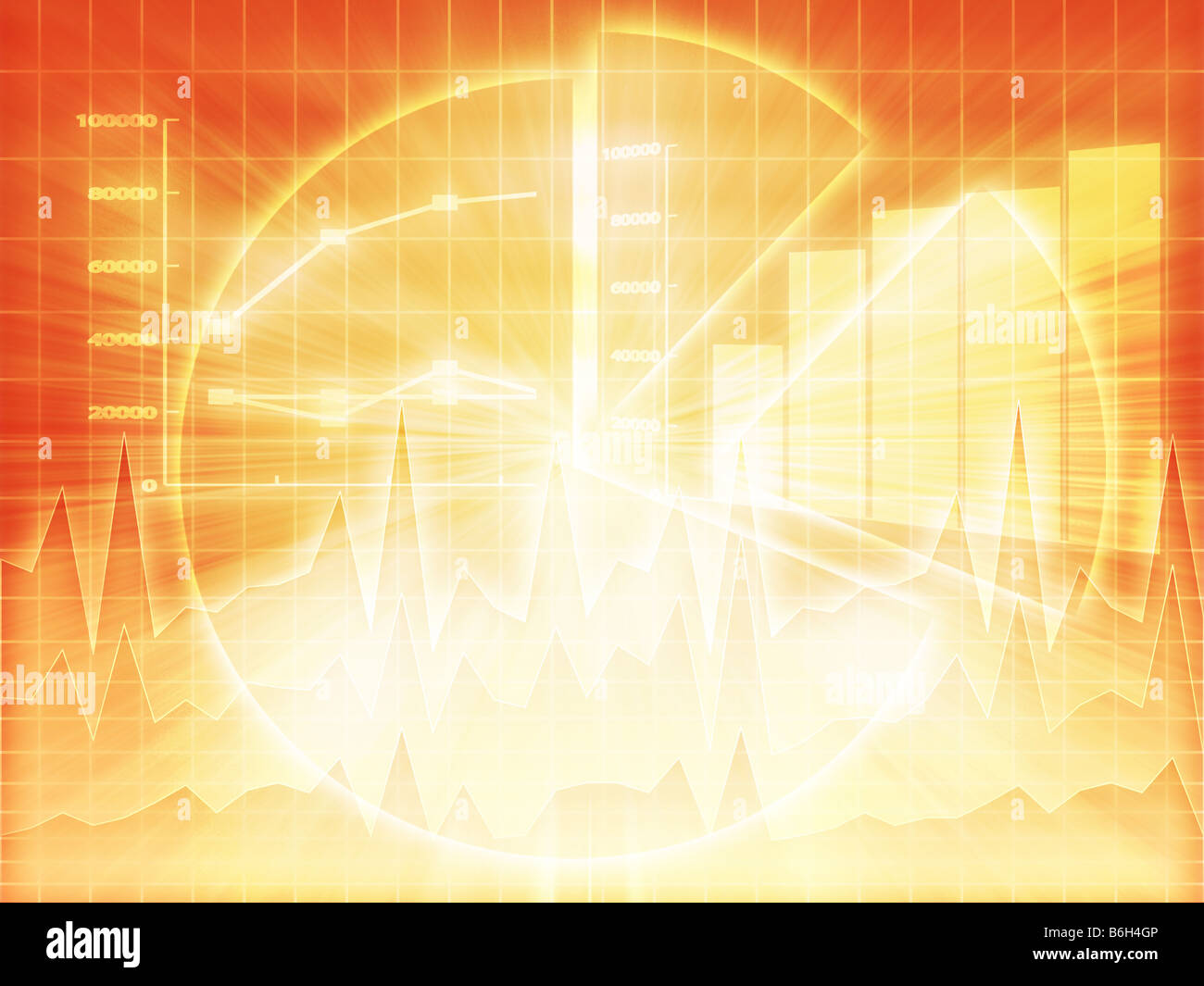 Illustration of Spreadsheet data and business charts in glowing ...