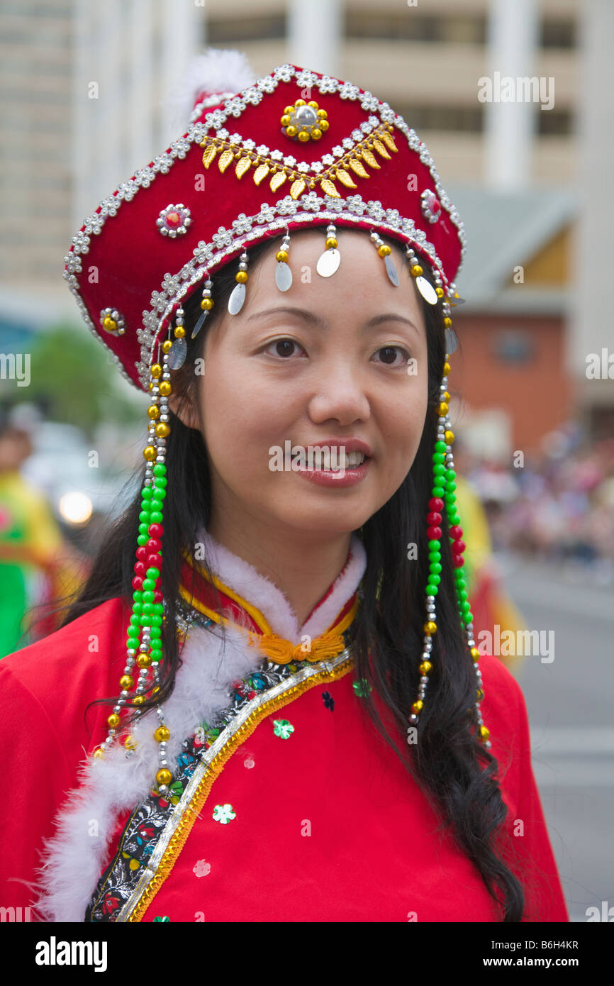 Girl in Chinese costume Calgary Stampede Parade Alberta Canada Stock ...