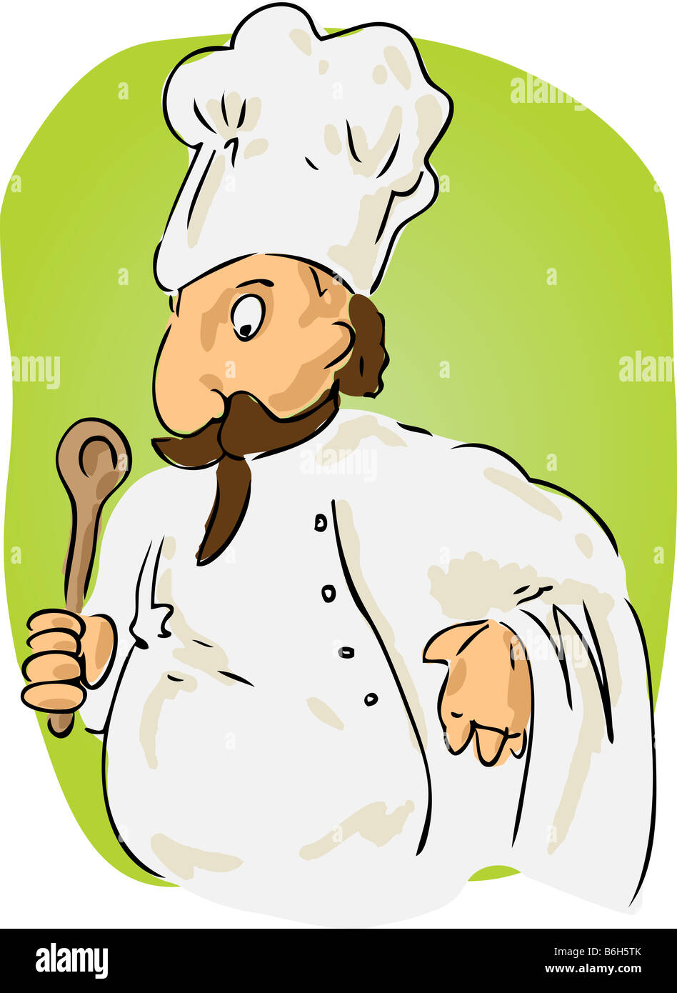 Cartoon illustration of a cook in uniform with spatula Stock Photo - Alamy