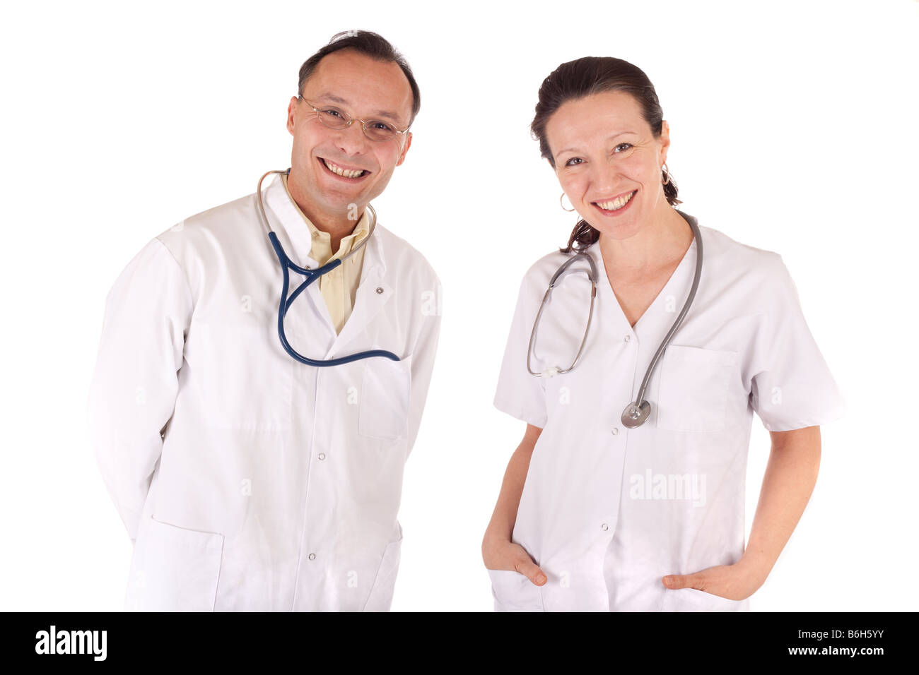 doctor and assistant portrait on white background Stock Photo - Alamy