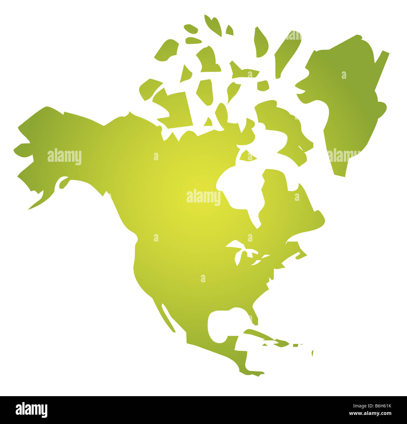 Map of the North American continent USA Canada Mexico Stock Photo - Alamy