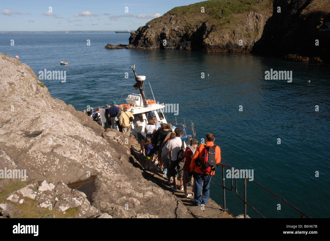 Tourists boarding the Dale Princess at Martins Haven Pembrokeshire ...