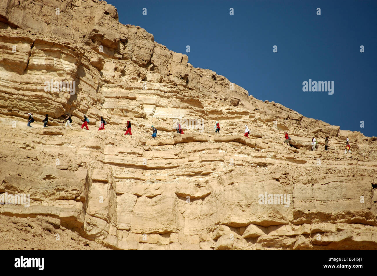 Israel Negev plains A group hiking on the mountain Stock Photo - Alamy