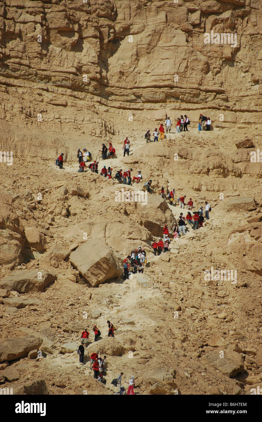Israel Negev plains A group hiking on the mountain Stock Photo - Alamy