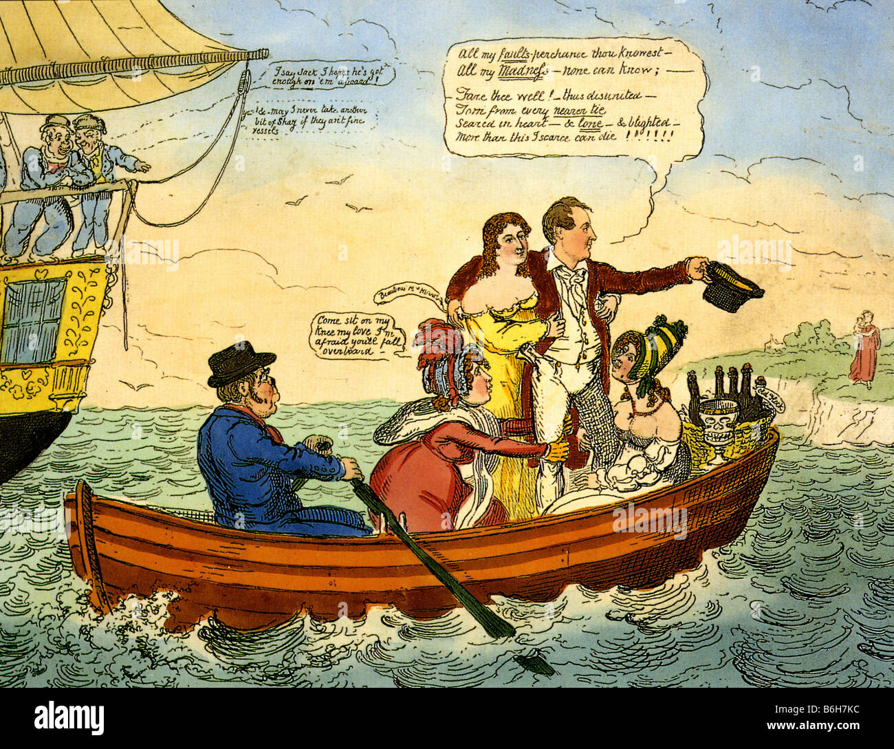 LORD BYRON shown in a caroon from 1816 making fun of his attraction to ...