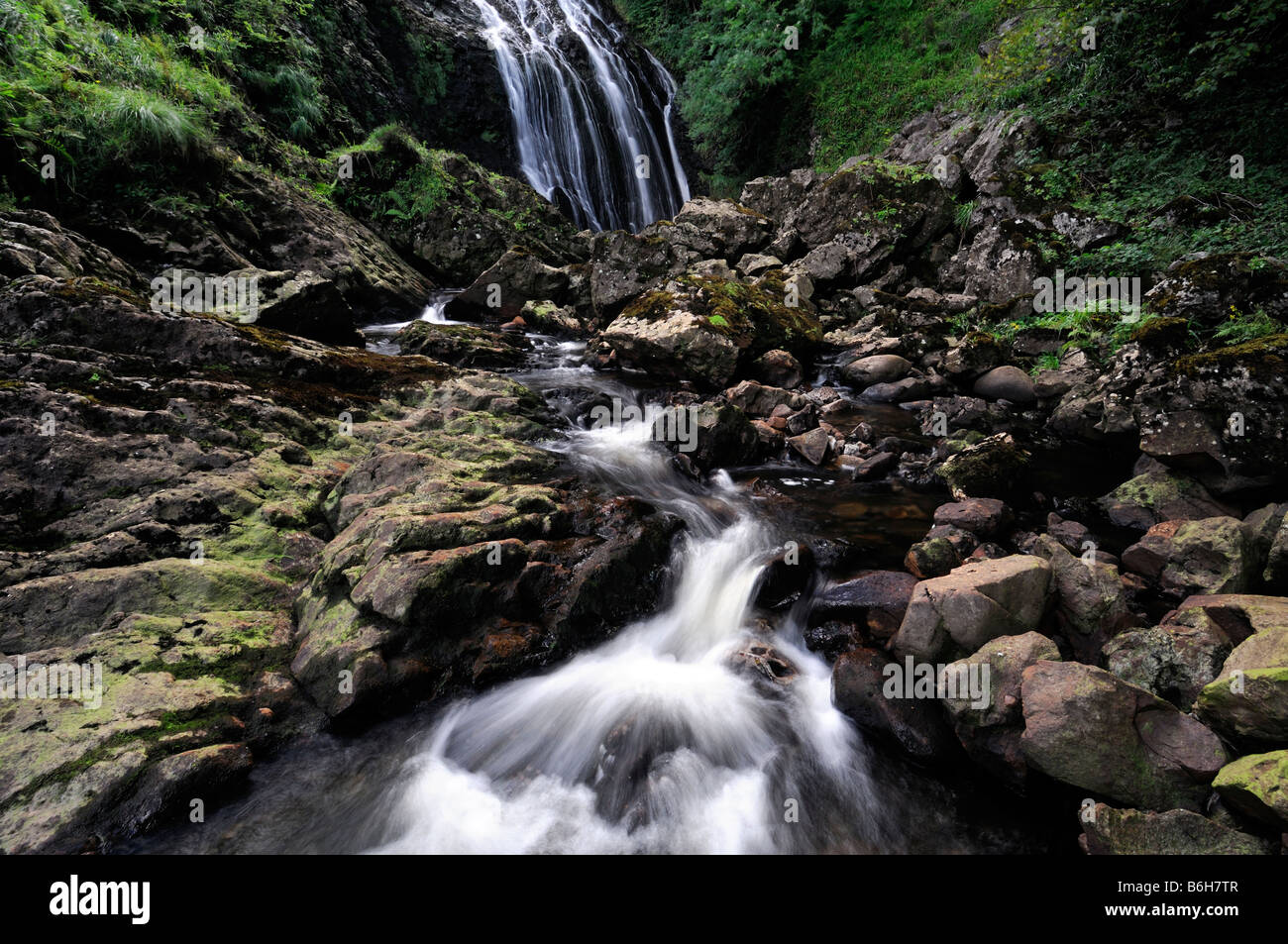 connemara waterfall rapids cascade on a small stream river flowing ...