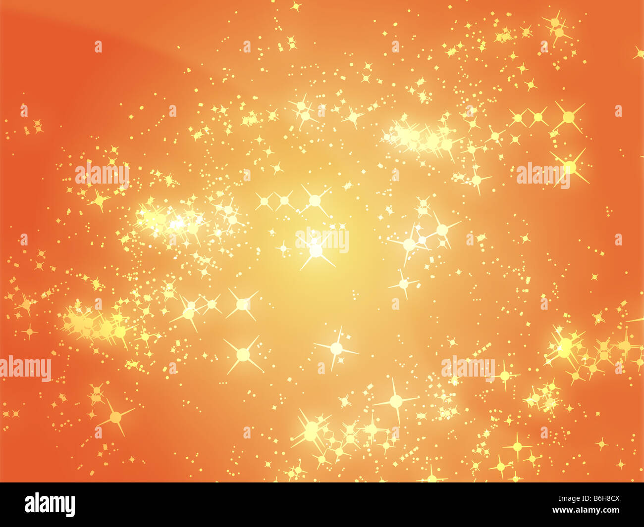 Abstract illustration of sparks of floating light on colored background ...