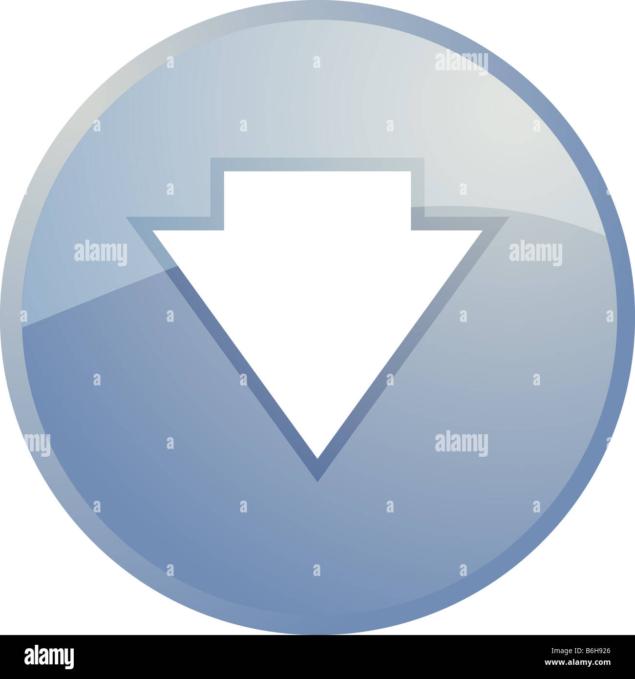 Down navigation icon glossy button round shape Stock Photo - Alamy