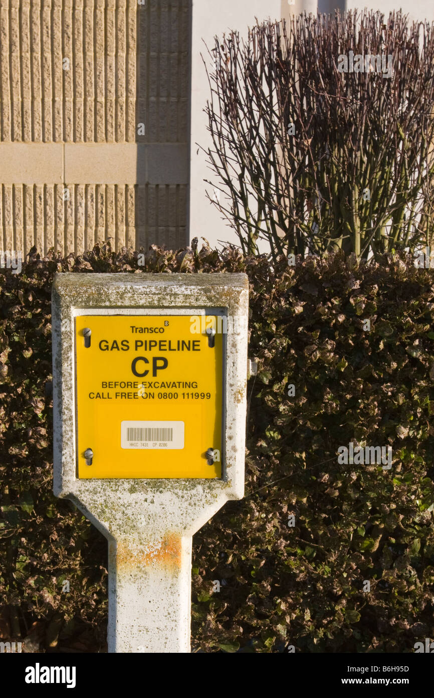 Transco post indicating proximity of gas pipeline UK Stock Photo - Alamy