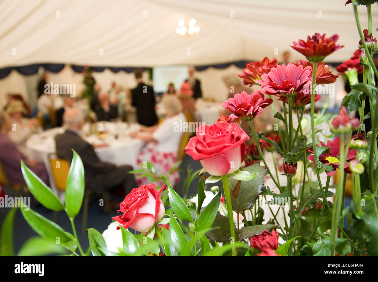 Floral display at wedding reception Stock Photo - Alamy