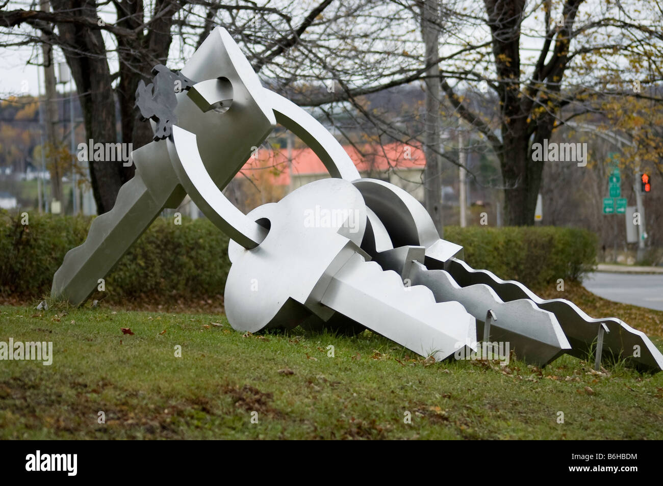Set of big keys on the grass Stock Photo - Alamy