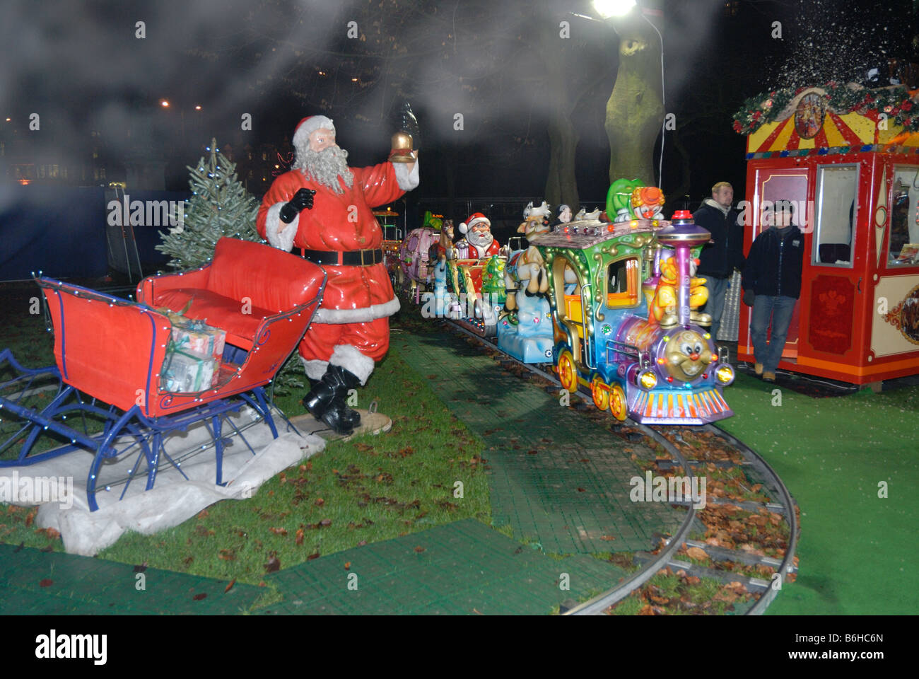 Cardiff Winter Wonderland's children's Christmas railway ride Stock ...